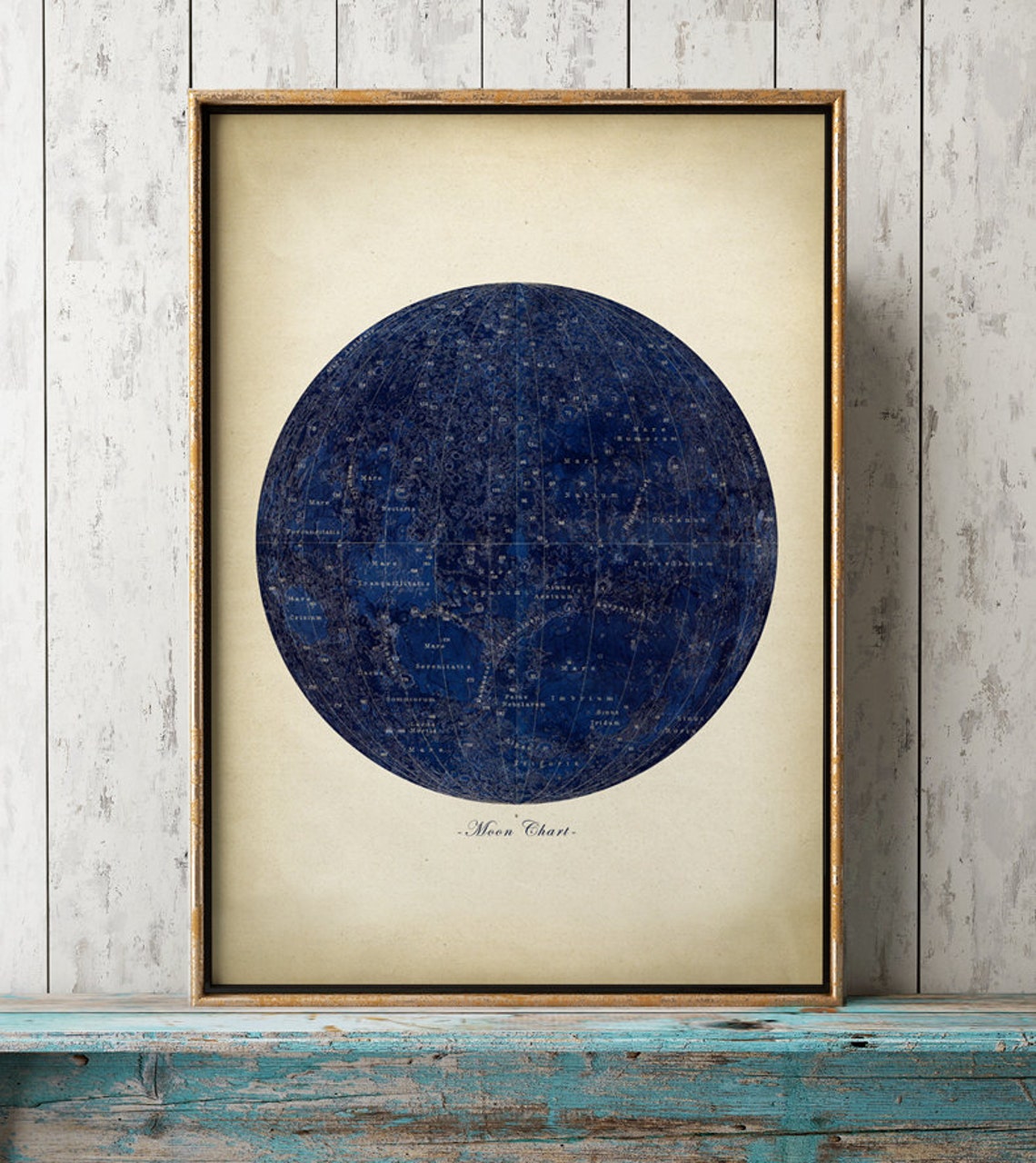 Moon Chart Print Blue Moon Art Print Astronomy Room Decor | Etsy