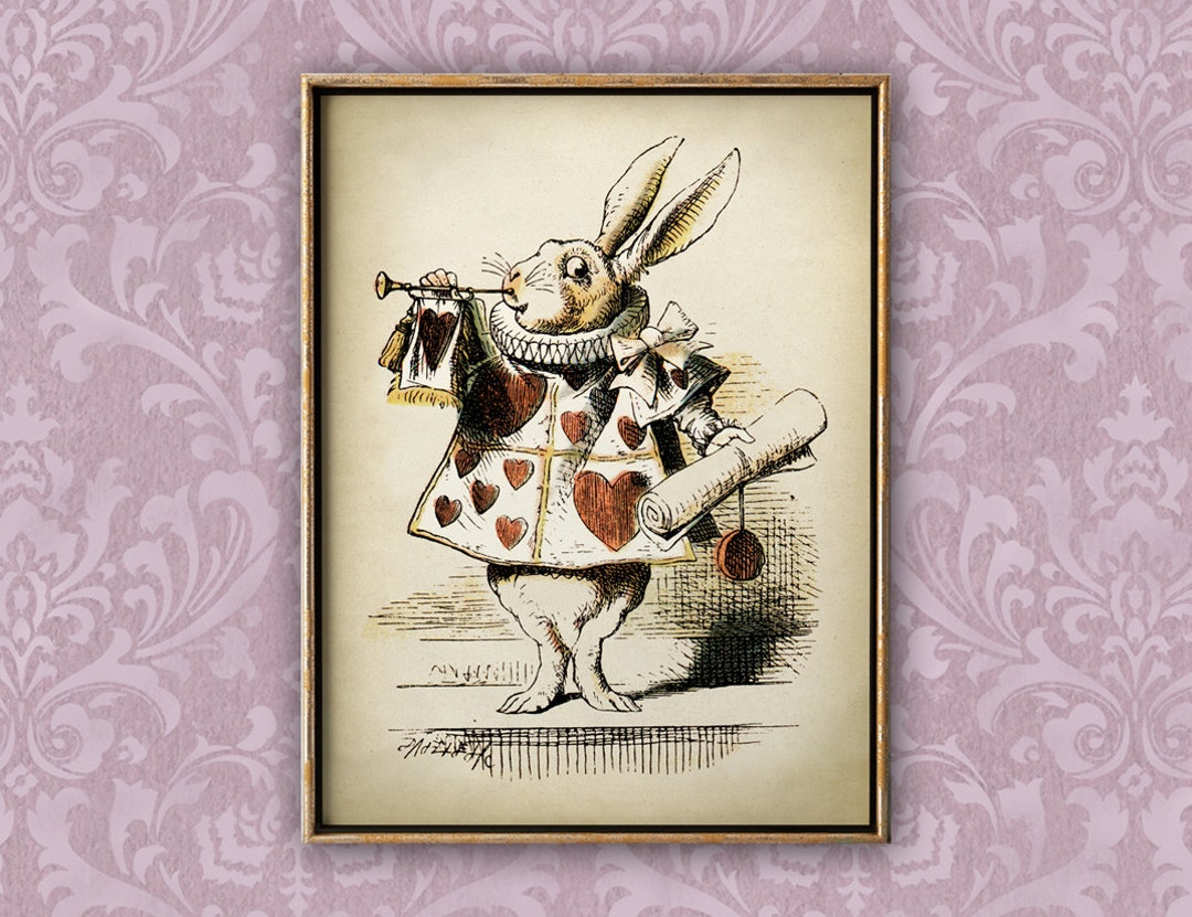 Alice in Wonderland Print the White Rabbit, Alice in Wonderland Poster ...