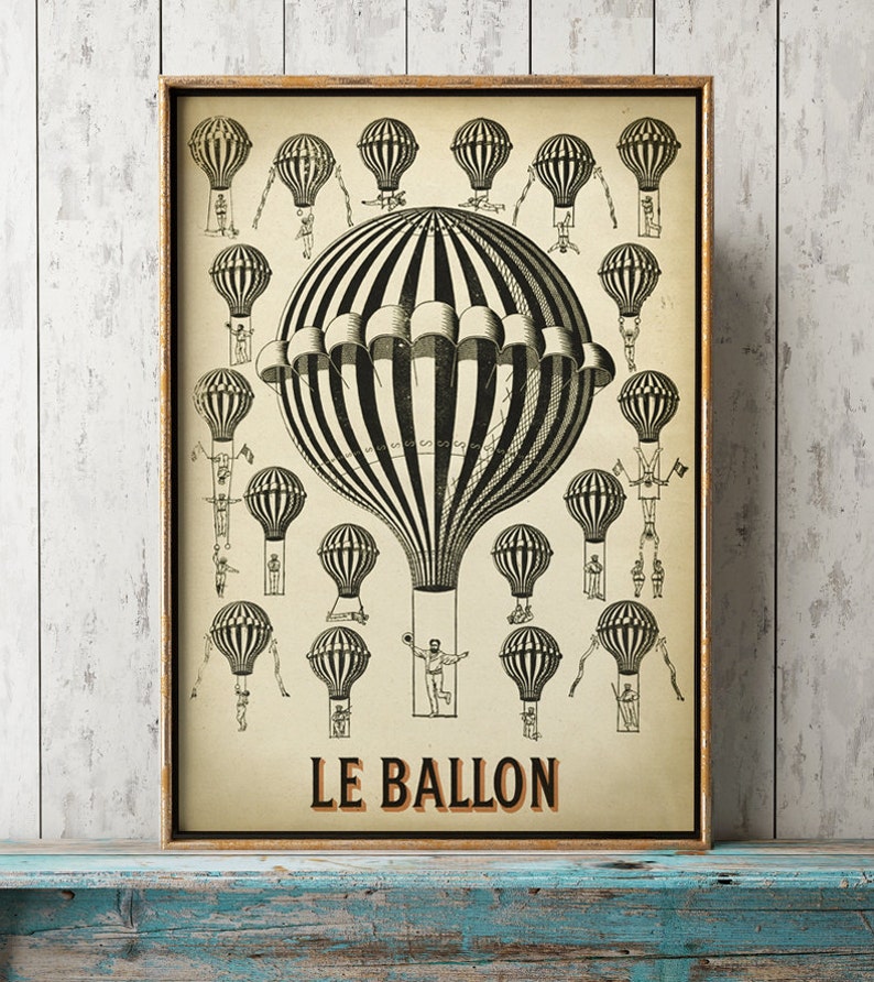 Hot Air Balloon Poster Art Print Balloon Room Decor - Etsy