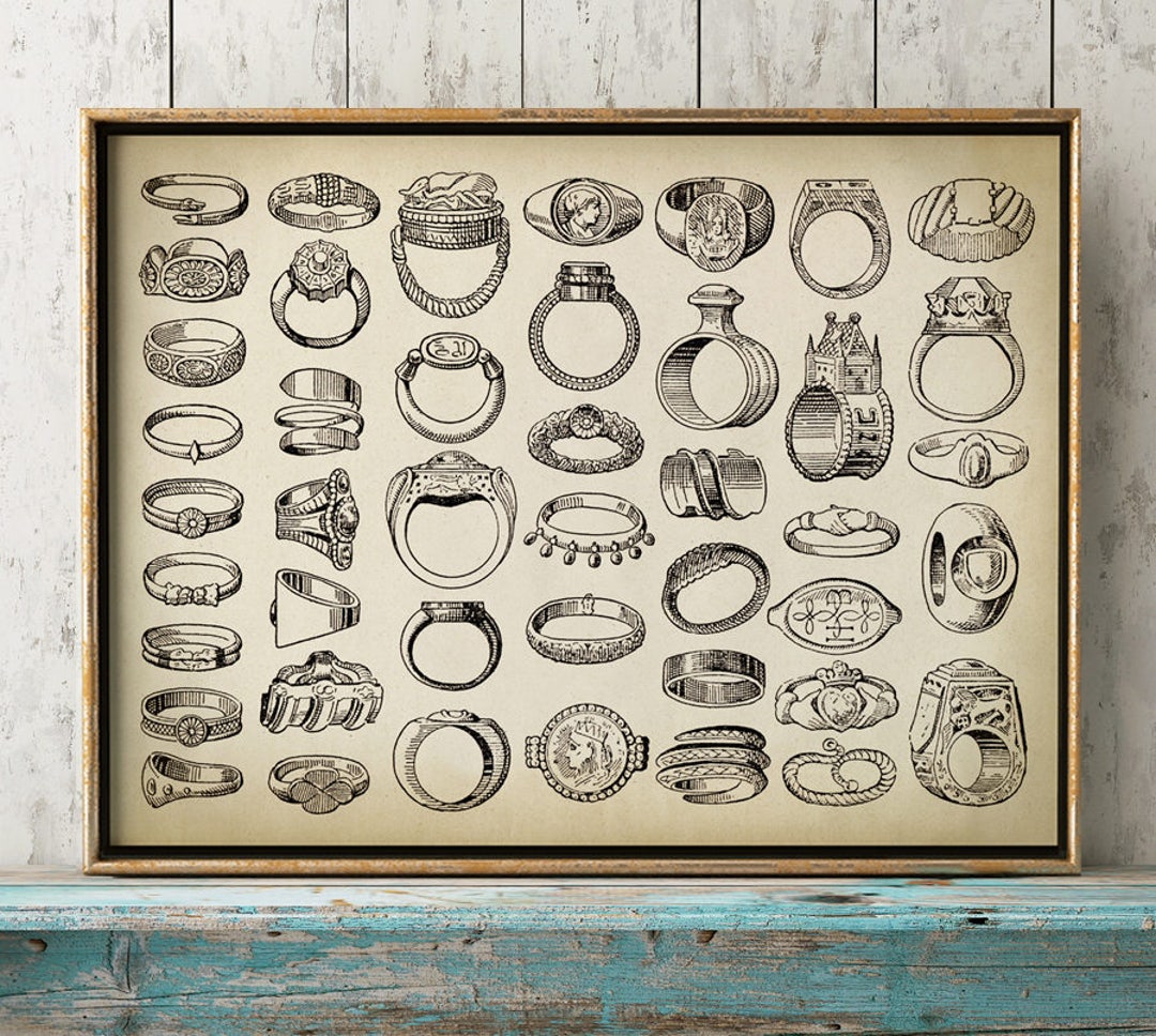 Antique Rings Chart Print: Jewelry Design Poster - Etsy