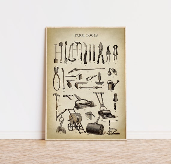 Vintage Farm Tools Print Cottage Decor Rustic Tools Farmer - Etsy