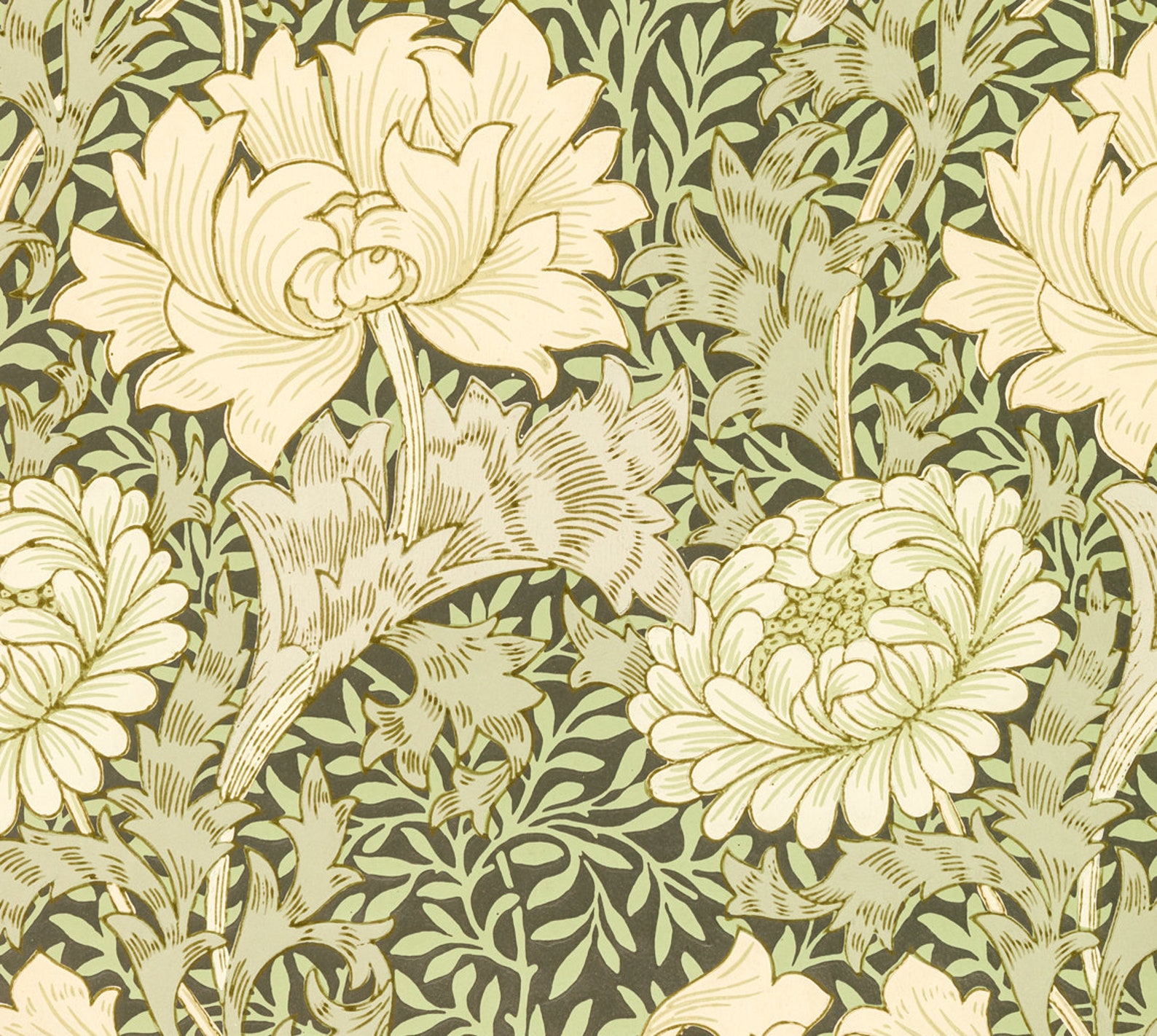 William Morris Art Print Green Flowers Pattern Greenery | Etsy