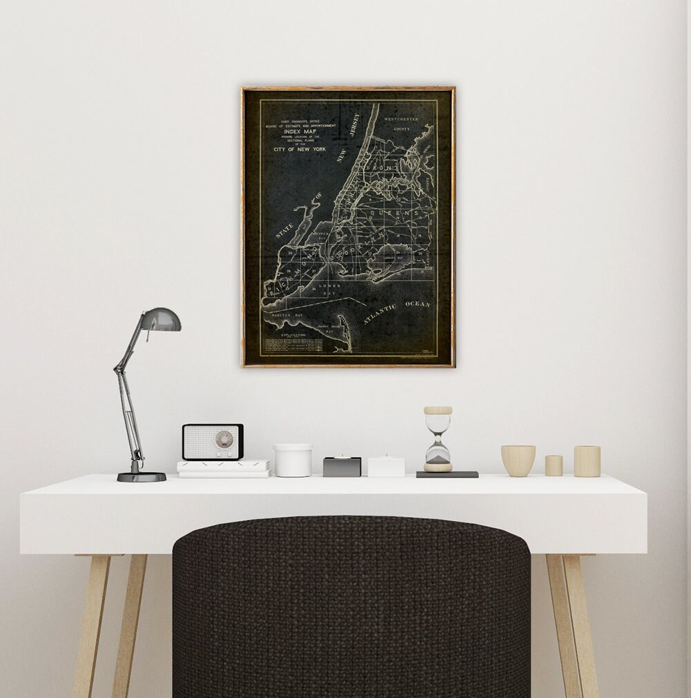 NEW YORK MAP Print City Map Chart Old School Map Color Map | Etsy