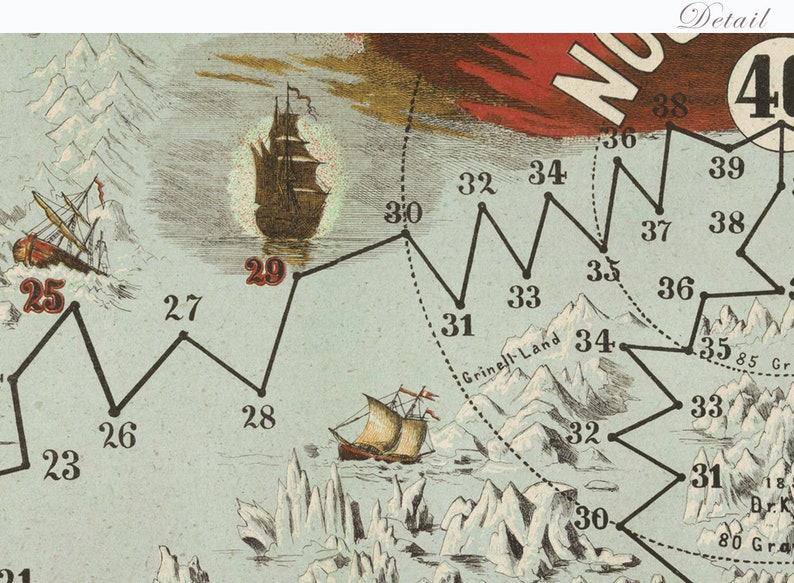 Polar Regions Map Art Print North Polemap Poster Arctic - Etsy