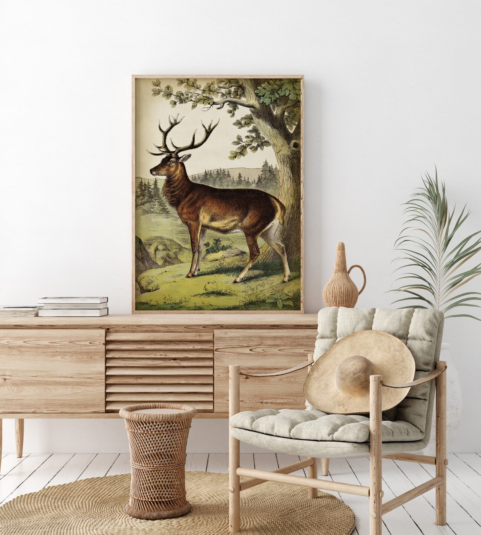 Deer Print Bucolic Deer Landscape Poster Animal Poster Deer - Etsy