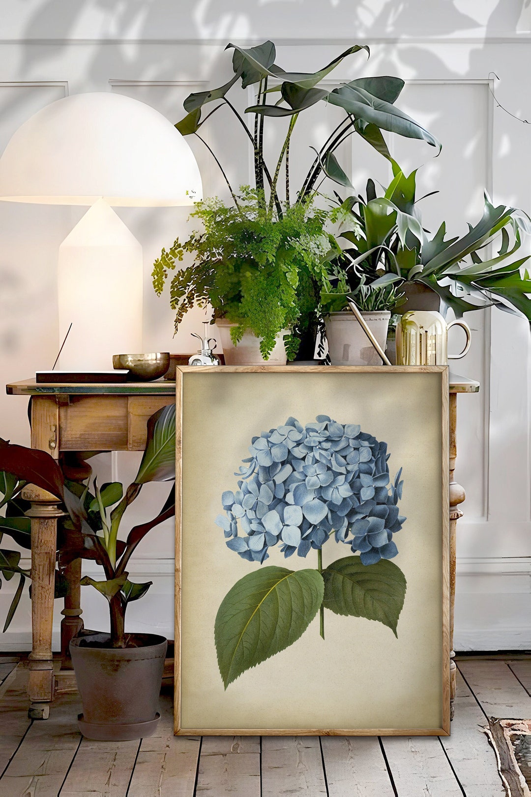 Blue Hydrangea Art Print, Hydrangea Poster, Hydrangea Print, Rustic ...