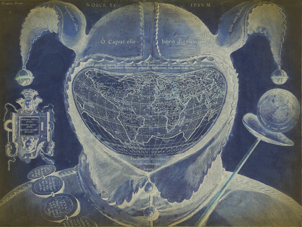 WORLD MAP Print the Fool Head Old World Chart Old School | Etsy