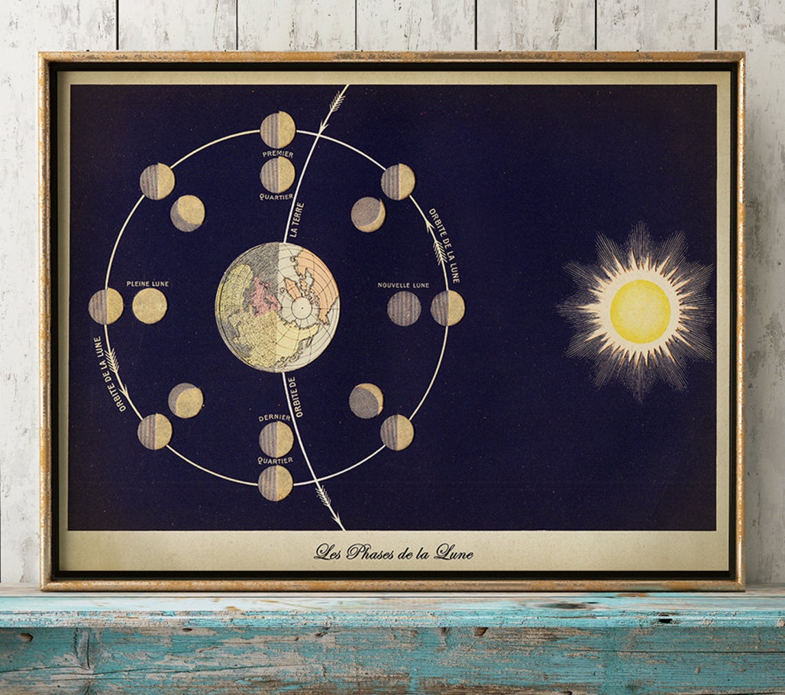 ASTRONOMY Moon Chart Poster Moon Phases Art Print Astronomy - Etsy