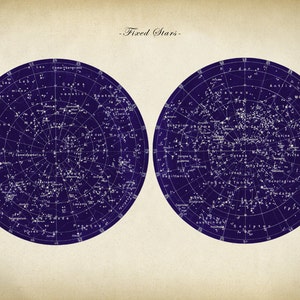 Fixed STARS Chart Print, Stars Chart, Star Print, Star Map, Astronomy ...