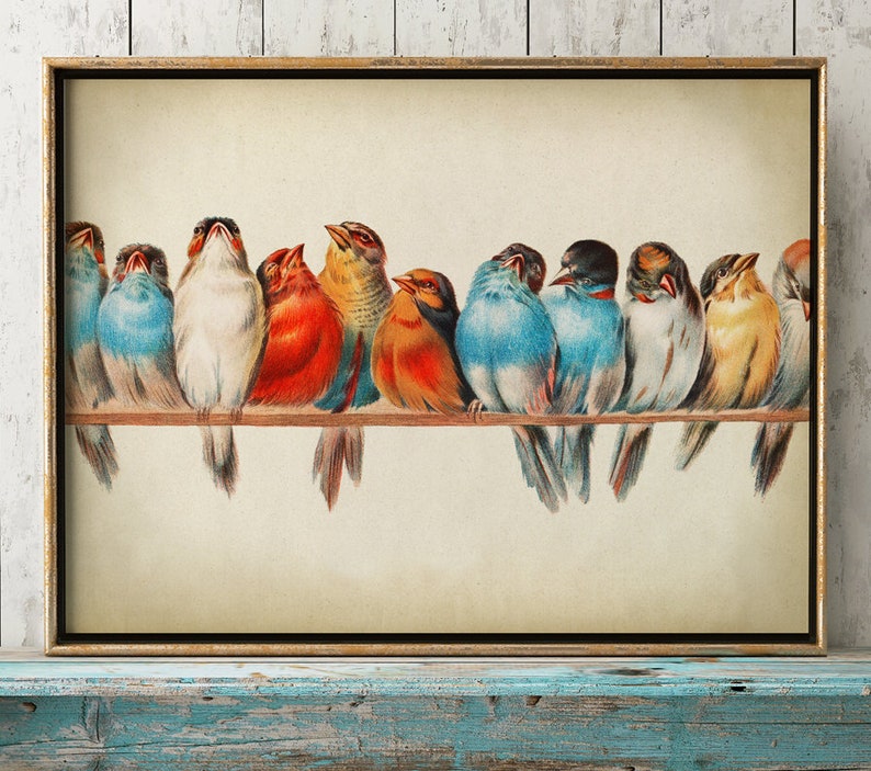 BIRDS LINE Print SET of 2 Birds Poster Birds on a Cable Wall - Etsy