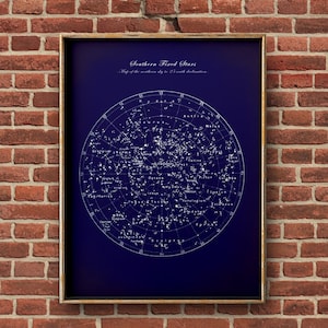 STAR Map Astronomy SET of 2, Fixed Stars Chart Print, North and South ...