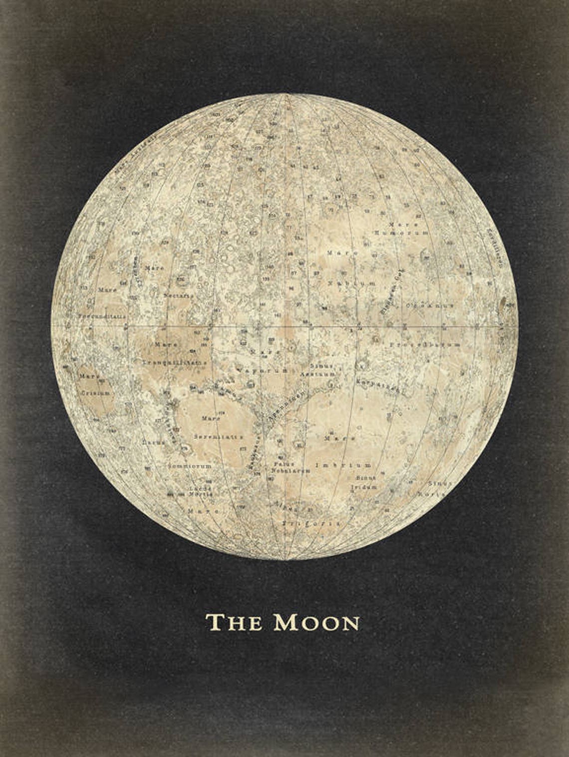 MOON Chart PRINT Moon Art Print Astronomy Room Decor | Etsy