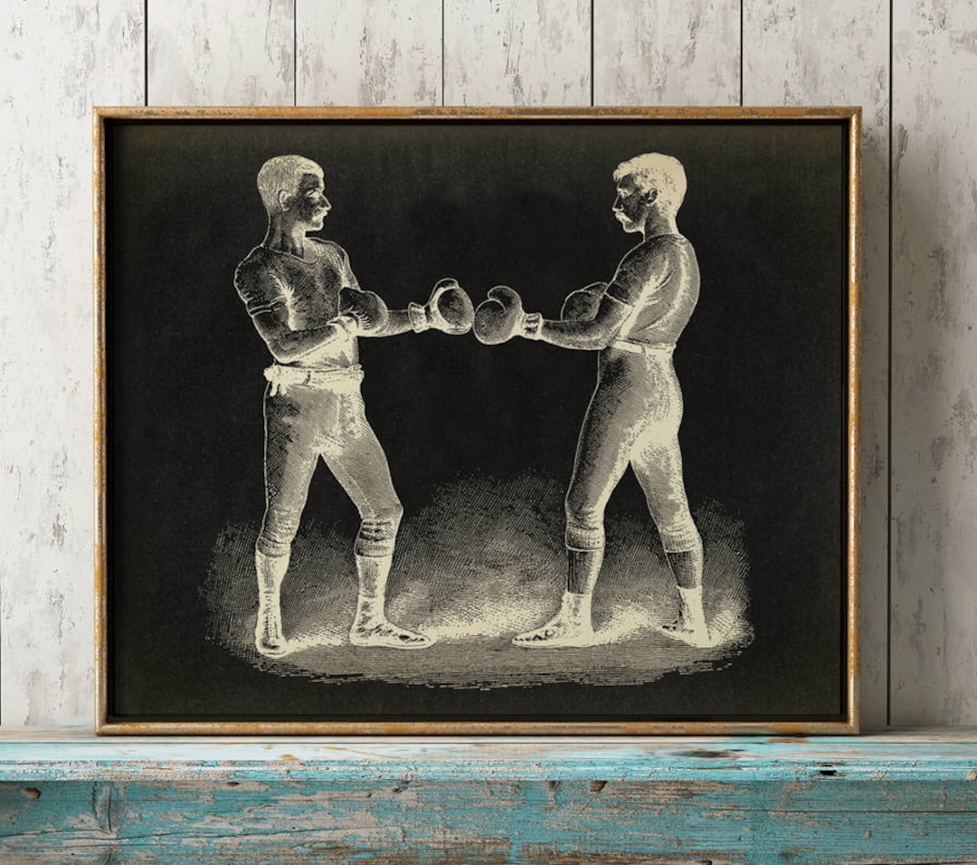 Vintage Boxing Art Print: Victorian Men, Black Background - Etsy