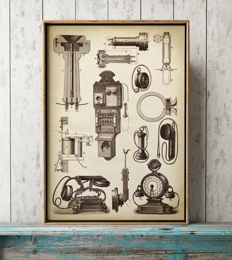 Antique Phones Poster Art Print Old Phone Telephony Art - Etsy
