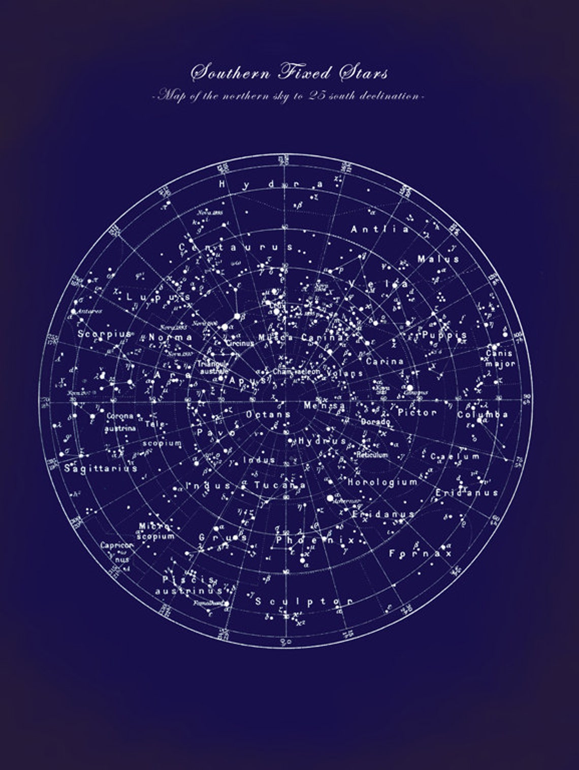 STAR Map Astronomy SET of 2 Fixed Stars Chart Print North | Etsy