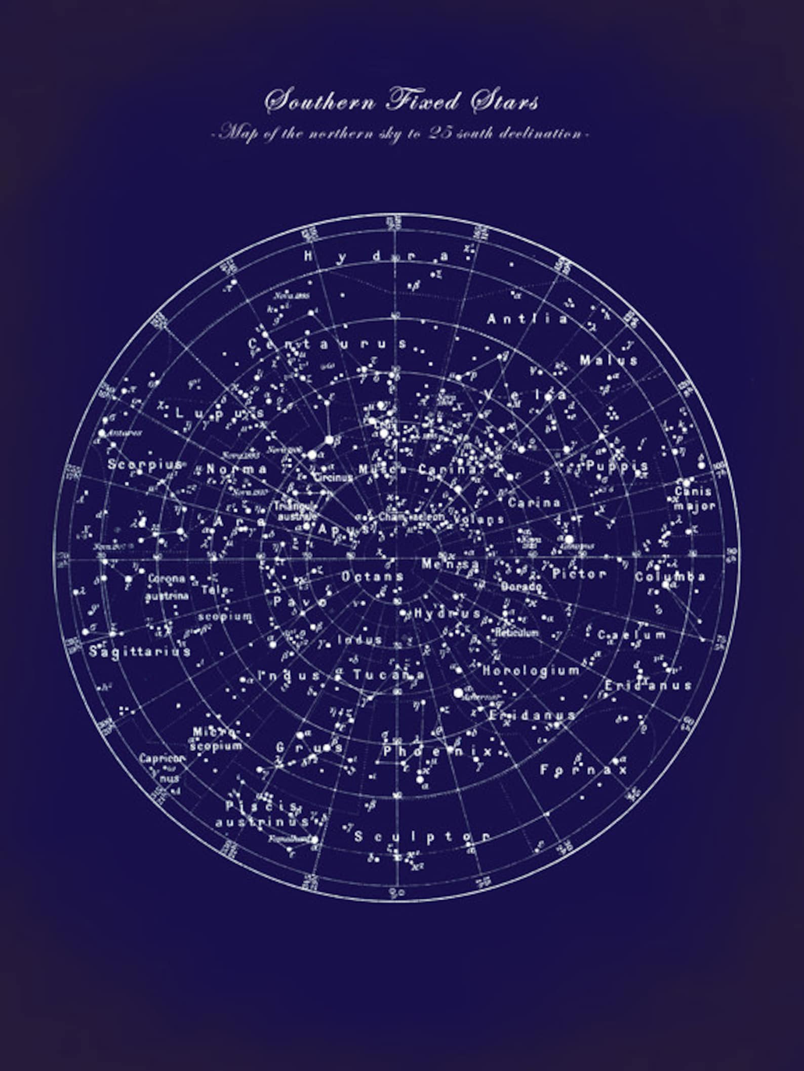 STAR Map Astronomy SET of 2 Fixed Stars Chart Print North | Etsy