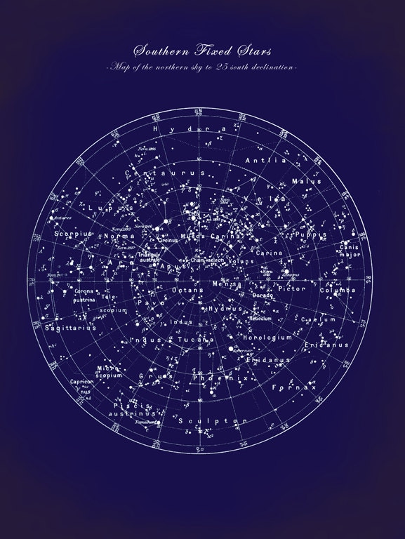 STAR Map Astronomy SET of 2 Fixed Stars Chart Print North | Etsy