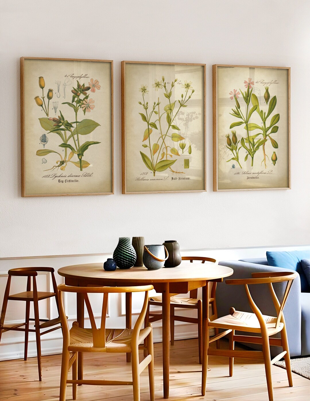 Botanical Print Set of 3, Botanical Set, Vintage Style Flowers Print ...