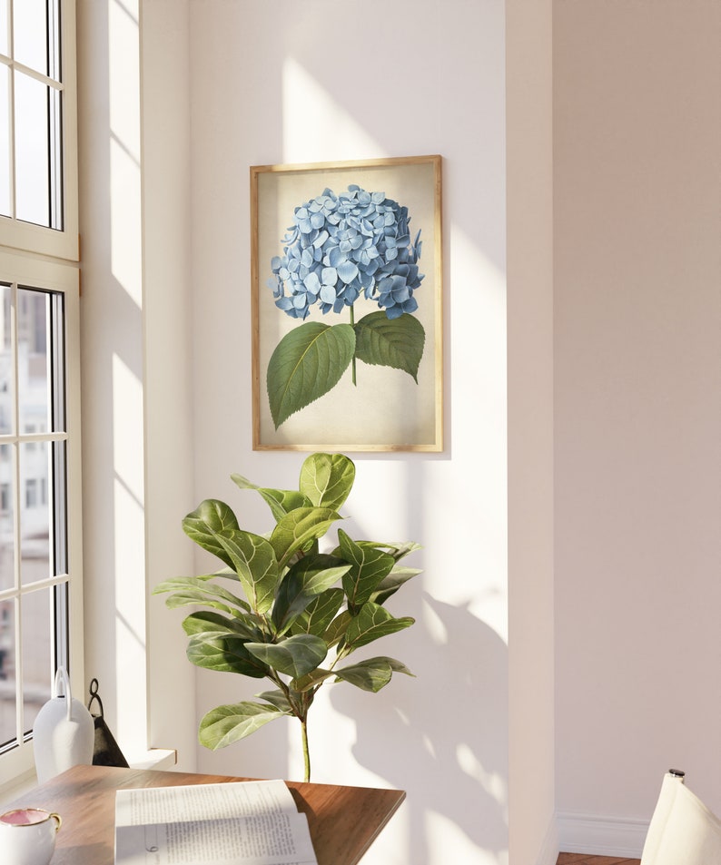 Blue Hydrangea Art Print Hydrangea Poster Hydrangea Print - Etsy