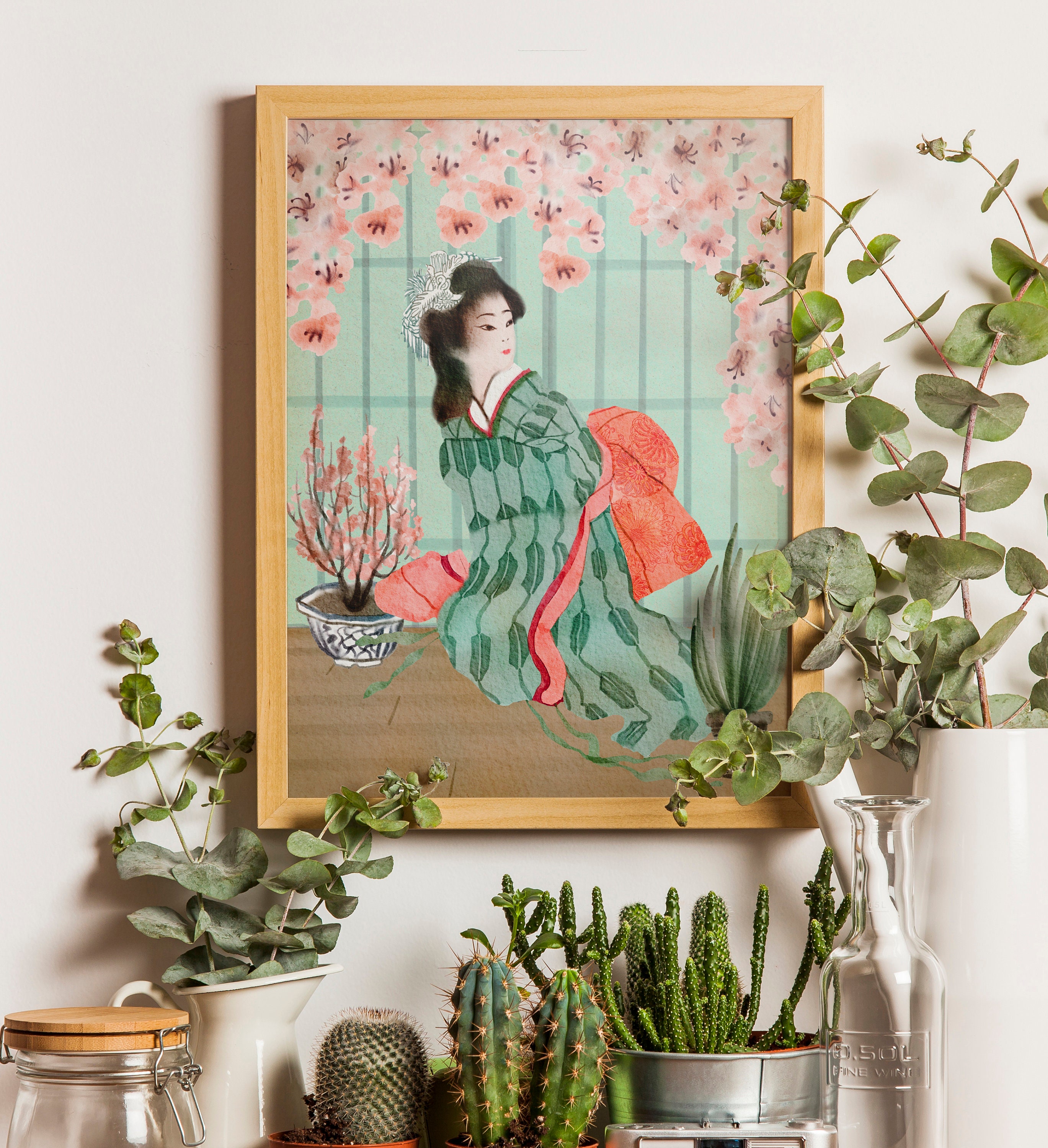 Japanese Woman Kimono Poster Set of 4 Watercolor Japanese | Etsy