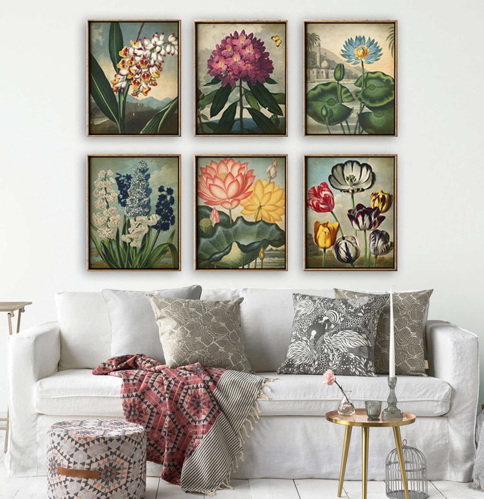 Botanical Print Set Of 6 Art Prints Flower Posters Set Etsy