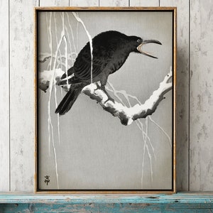 Japanese Crows Print SET of 2, Japanese Birds Art Print, Black Raven ...