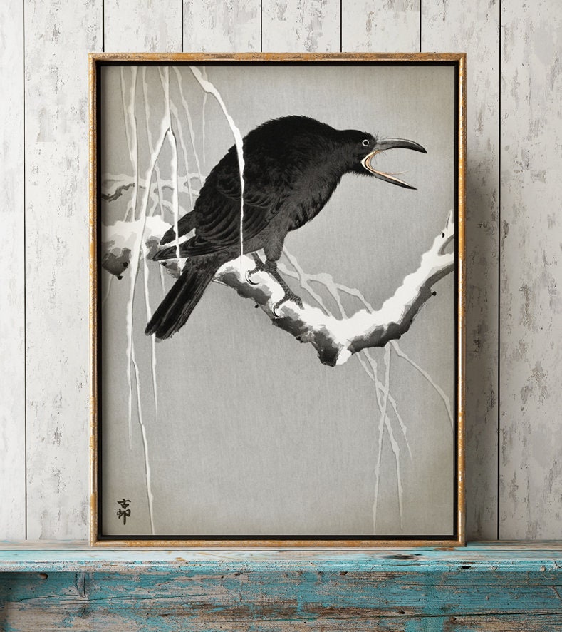 Japanese Crows Print SET of 2 Japanese Birds Art Print Black - Etsy