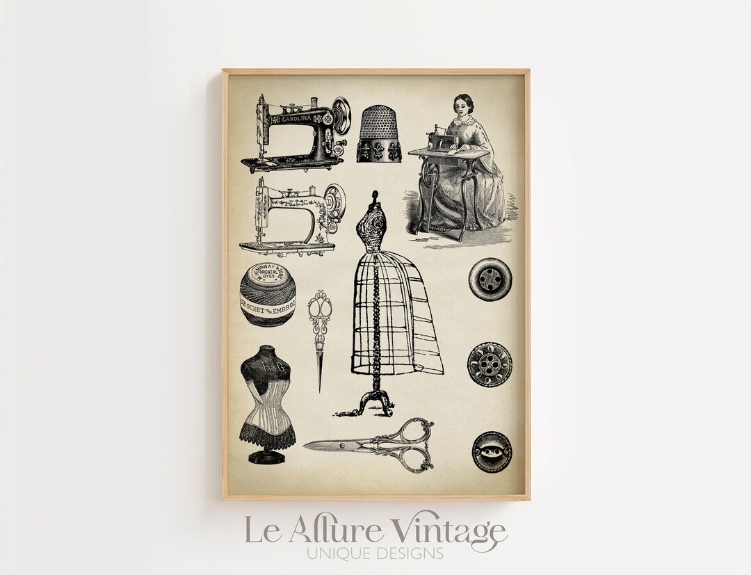 Dressmaker Print, Tools Poster, Women's Clothes Creation, Tailor ...