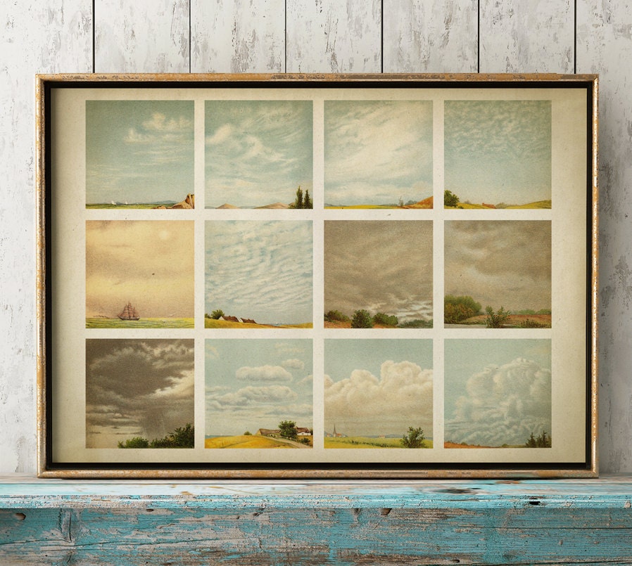 Clouds print Clouds in the sky art print science chart | Etsy