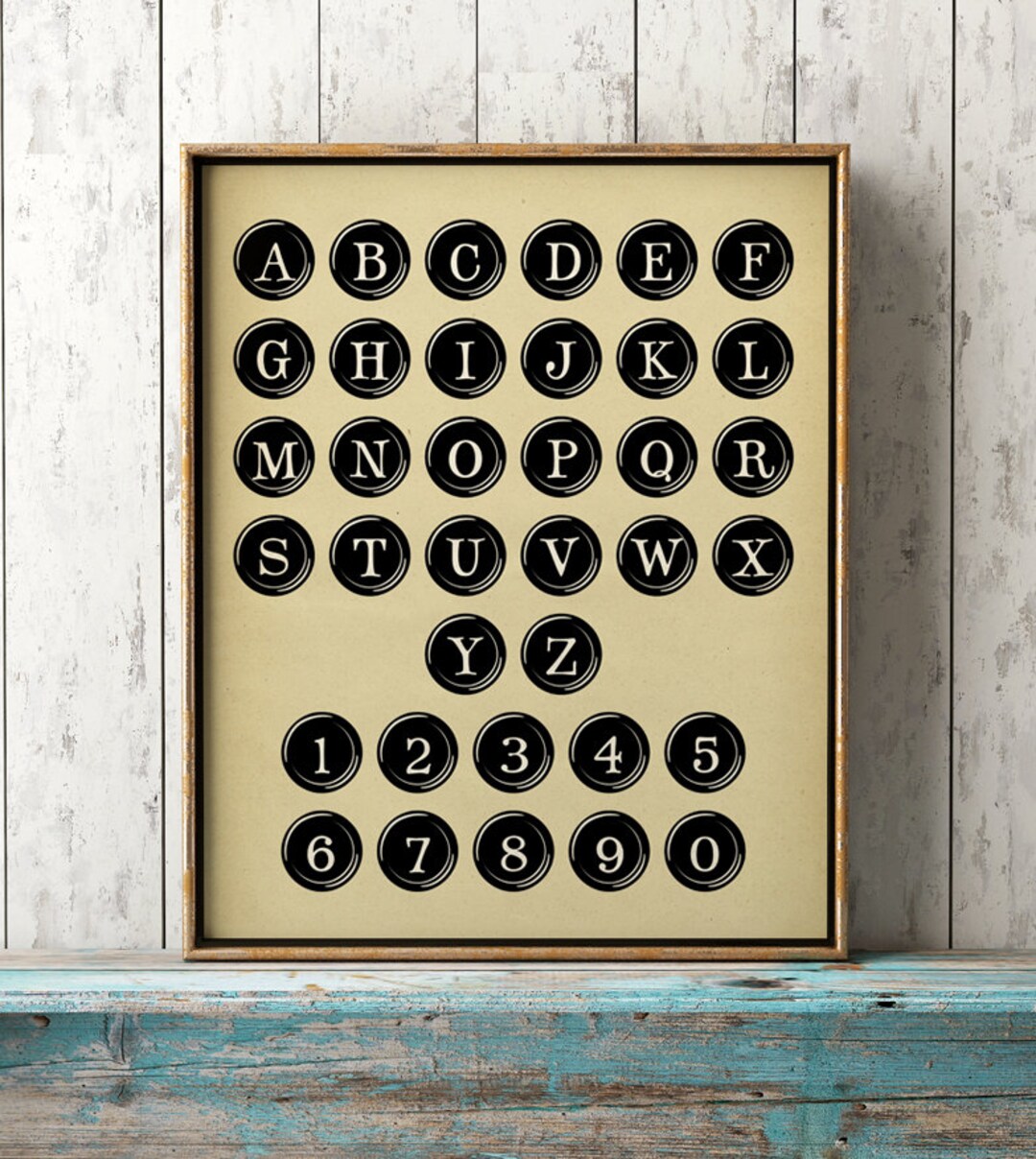 Alphabet Poster, ABC Wall Art, Typewriter Keys Print, Typography ...