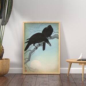 Japanese Crows Print SET of 2, Japanese Birds Art Print, Black Raven ...