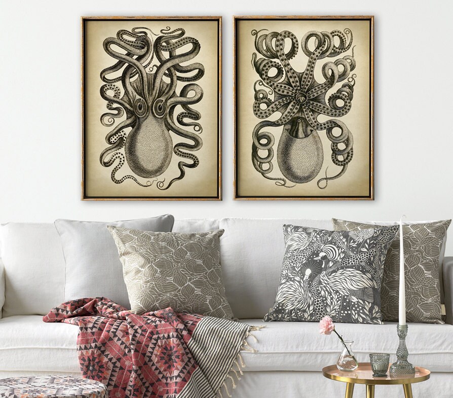 OCTOPUS Print SET of 2 Octopus Poster Marine Decor Nautical - Etsy