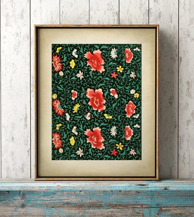 CHINESE GRAPHIC ART Print Set of 3 Prints Elegant Floral | Etsy