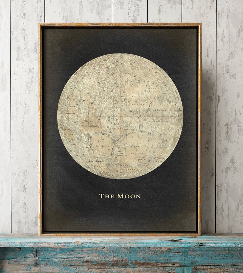 MOON Chart PRINT Moon Art Print Astronomy Room Decor | Etsy