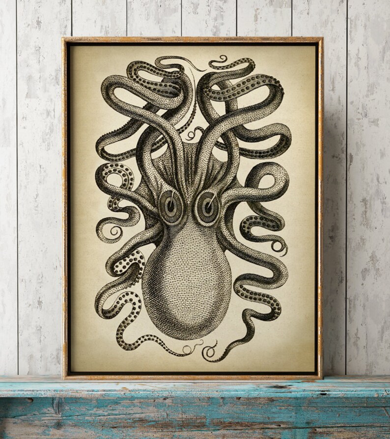OCTOPUS Print SET of 2 Octopus Poster Marine Decor Nautical - Etsy