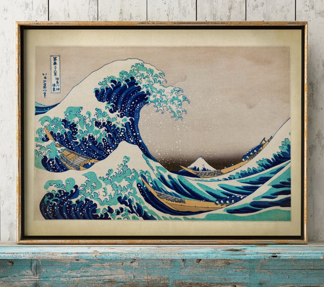 Japanese Hokusai Art Print, the Great Wave of Kanawaga Japanese Poster ...