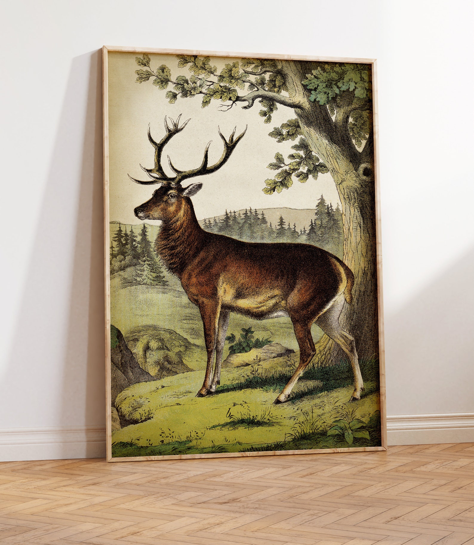 Deer Print Bucolic Deer Landscape Poster Animal Poster Deer - Etsy