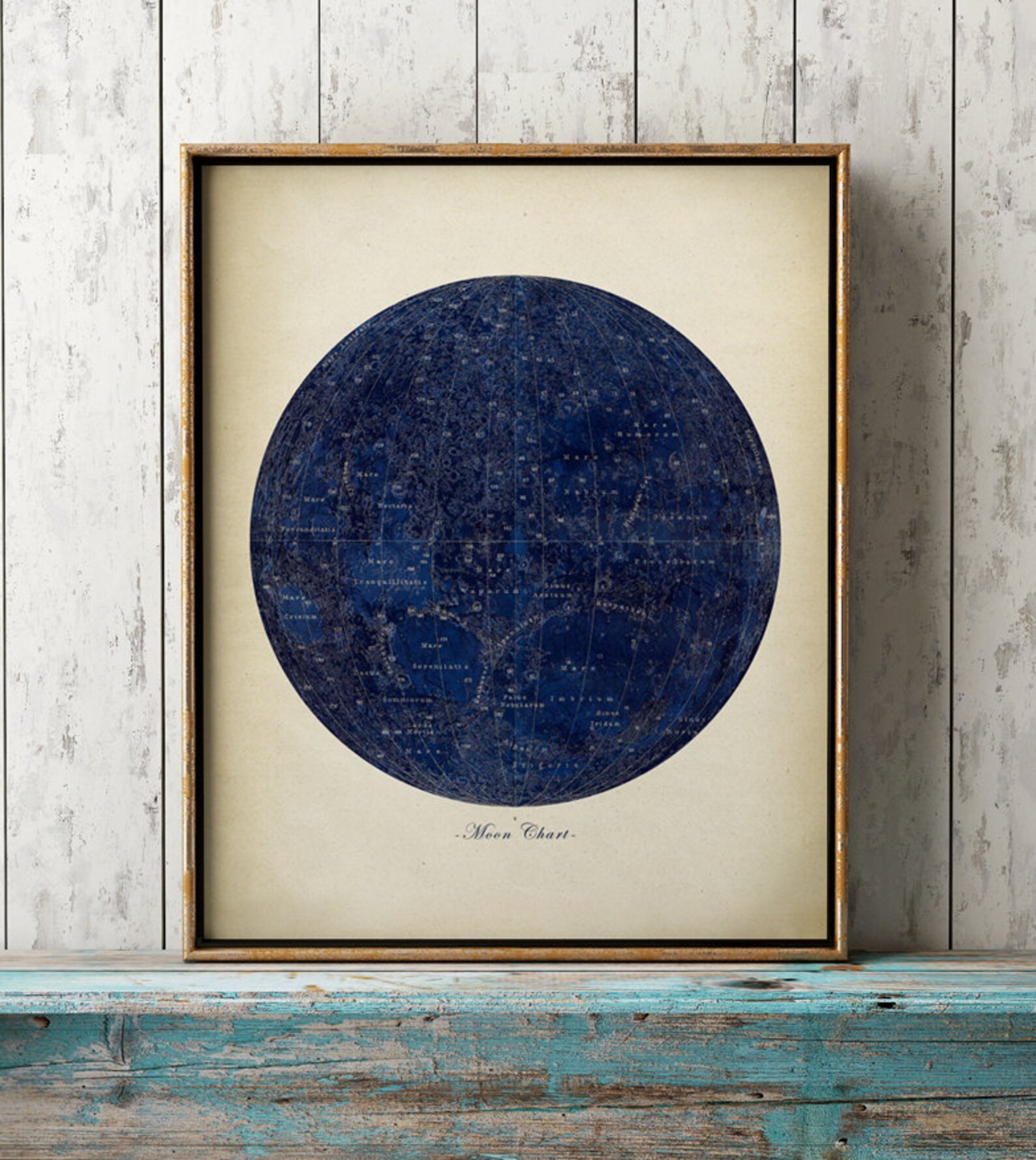Moon Chart Print Blue Moon Art Print Astronomy Room Decor | Etsy