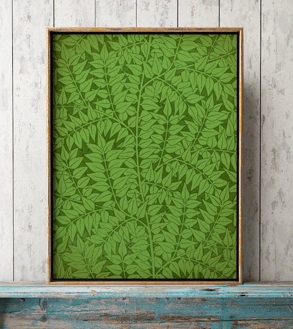 William Morris Print Green Branches Pattern Field Leaves - Etsy