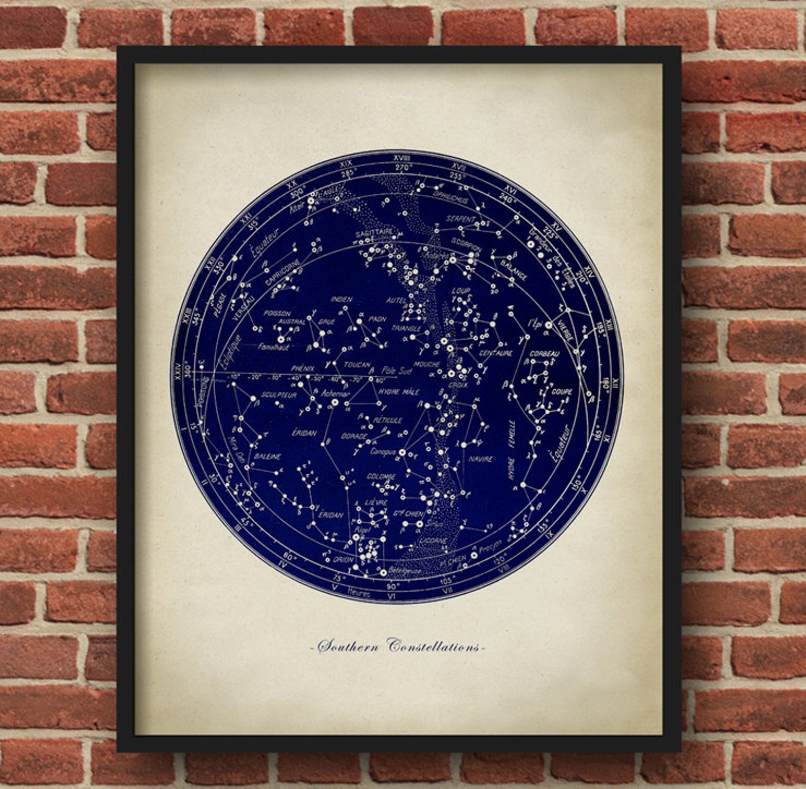Southern Constellations Chart Print: Vintage Astronomy Poster - Etsy