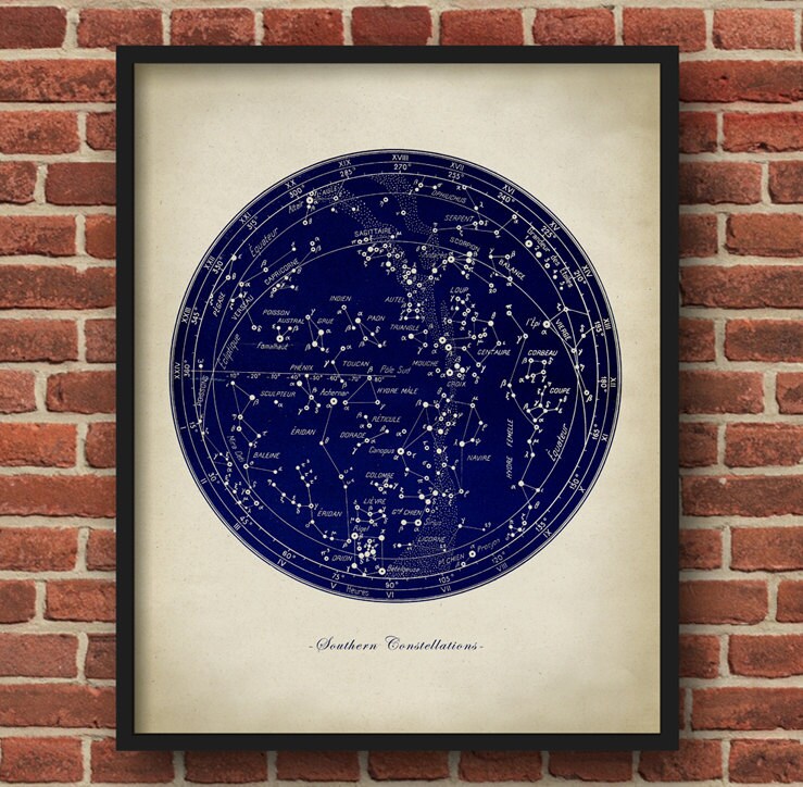 Southern CONSTELLATIONS Chart Print Stars Chart Star Print - Etsy