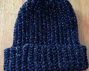 Silver Sparkle Beanie Hat - Etsy