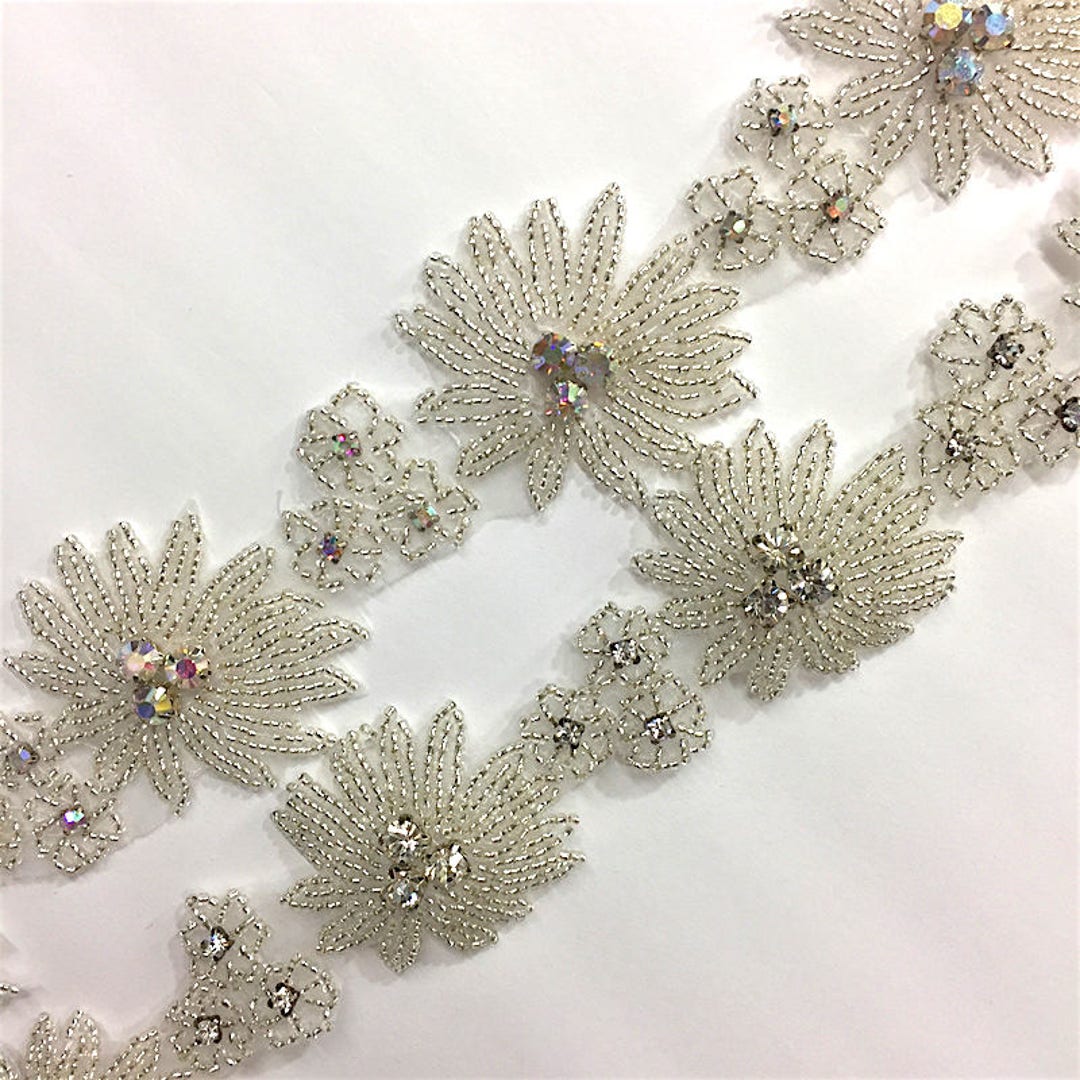 2" Crystal Beaded Rhinestone Trim Gold-silver #1228 - Etsy