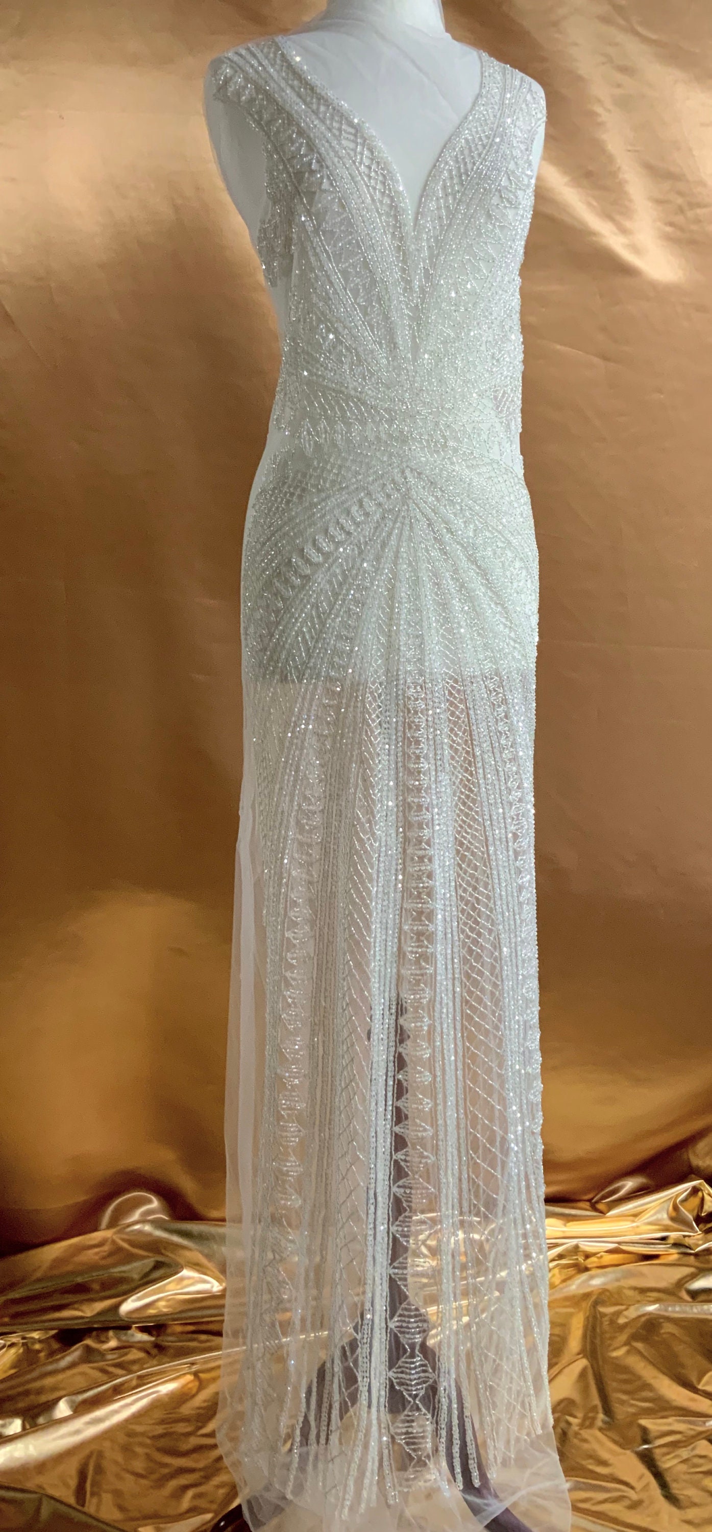 Designer Full Bodice Mesh Fabric Applique, Beaded Wedding,evening ...