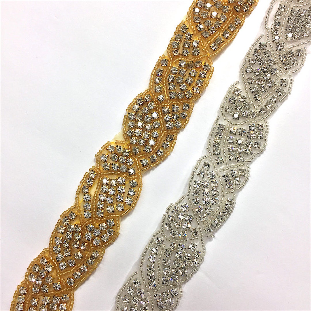 Crystal Beaded Rhinestone Trim Gold-silver #GY6034 It’s Perfect for You ...
