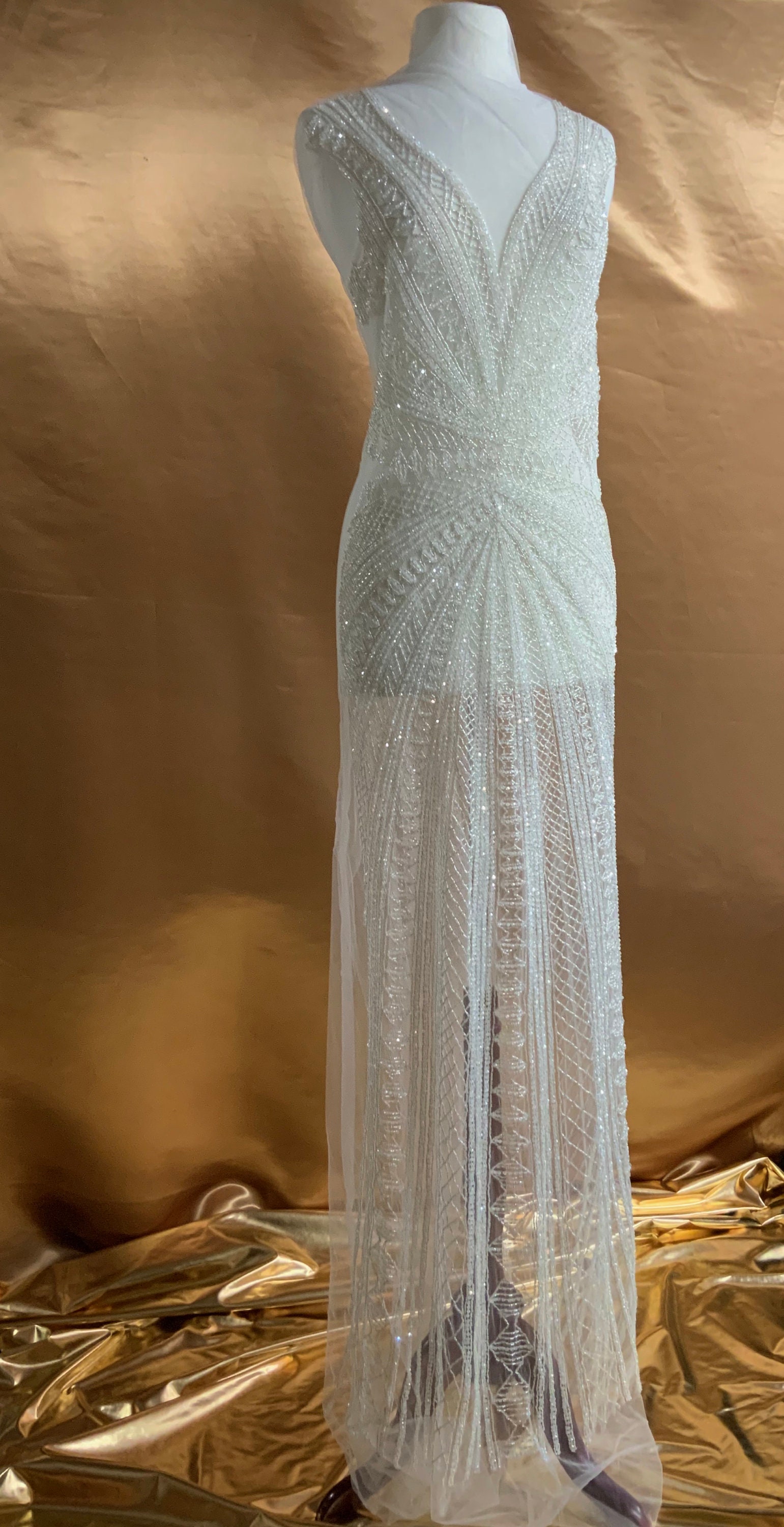 Designer Full Bodice Mesh Fabric Applique, Beaded Wedding,evening ...