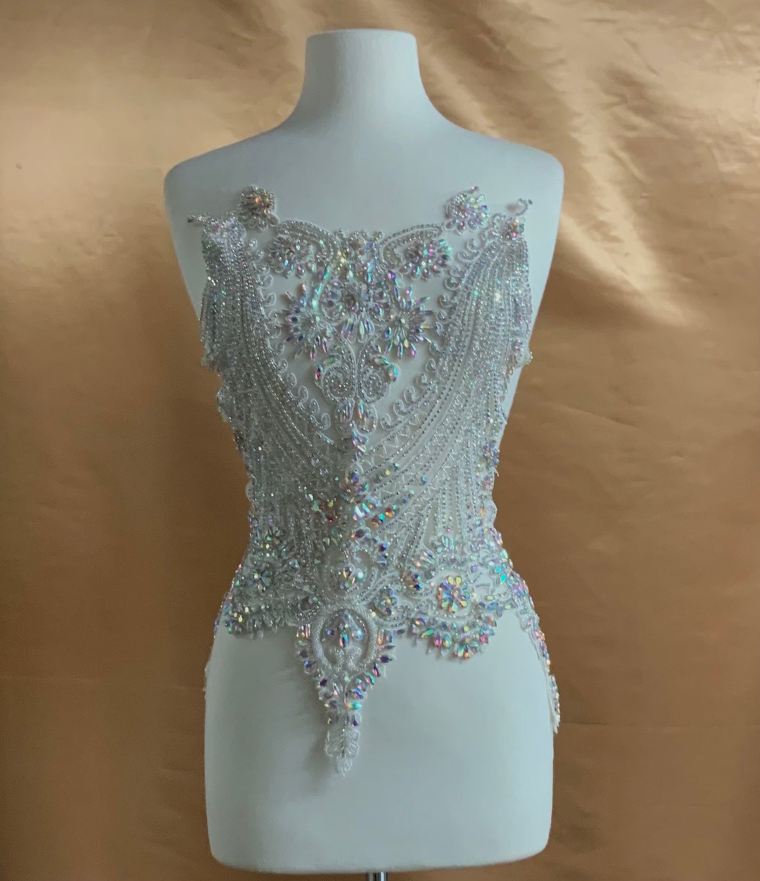 Bodice Rhinestone Applique, Beaded Wedding,evening, Engagement,prom ...