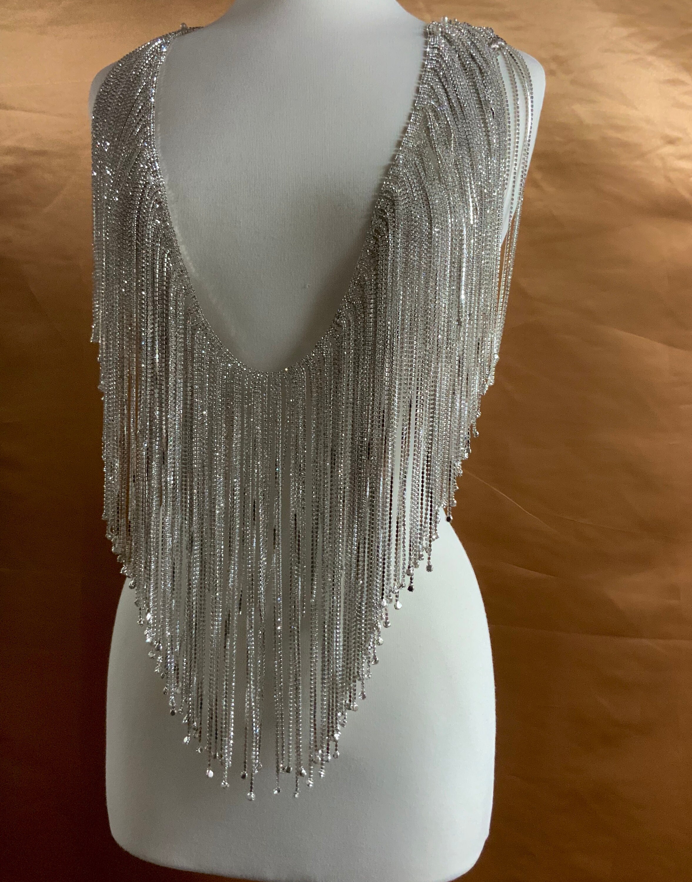 Rhinestone Fringe Chain/ Formal Gown Belt/ Rhinestone - Etsy