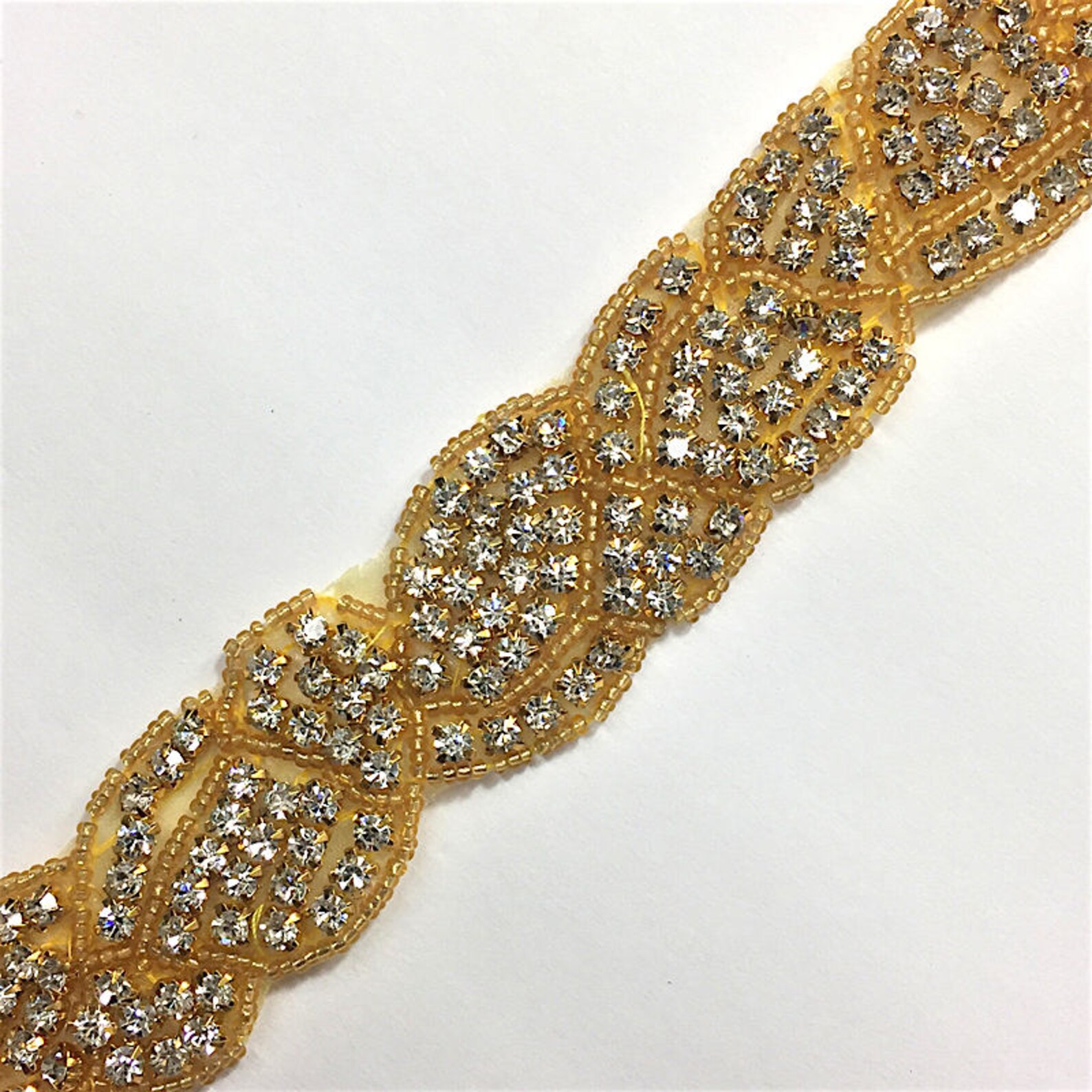 Crystal Beaded Rhinestone Trim Gold-Silver GY6034 its | Etsy