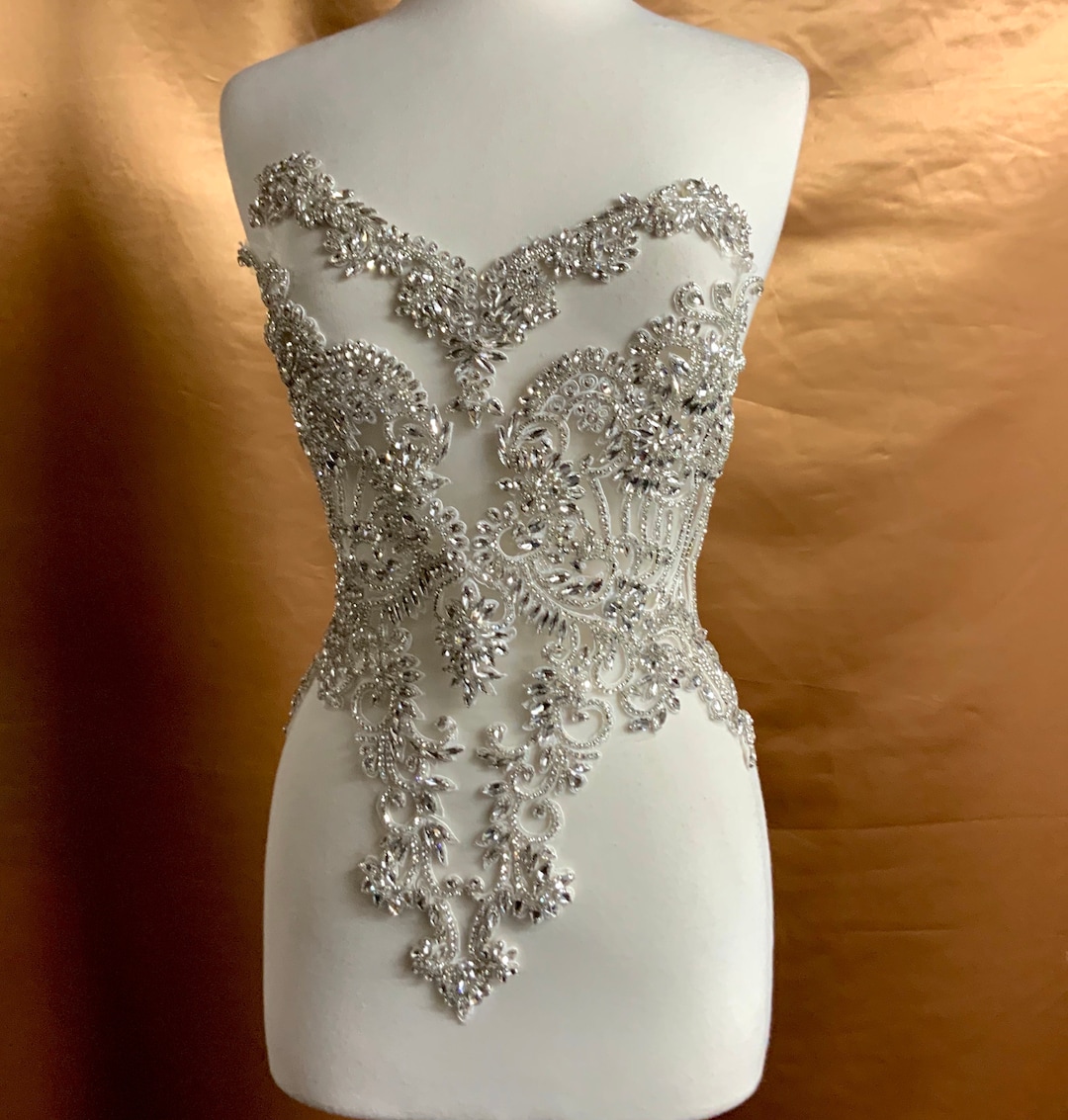 Designer Full Crystal Body Rhinestone Applique, Beaded Engagement ...